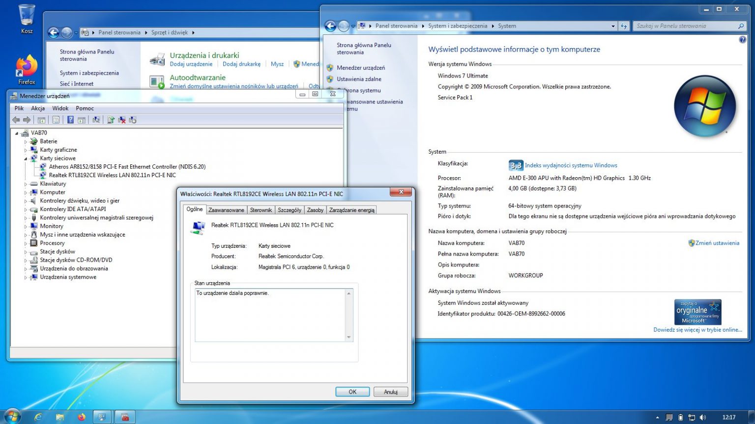 Sterowniki Realtek RTL8192CE Wireless LAN 802.11n PCI-E NIC Windows 7 ...